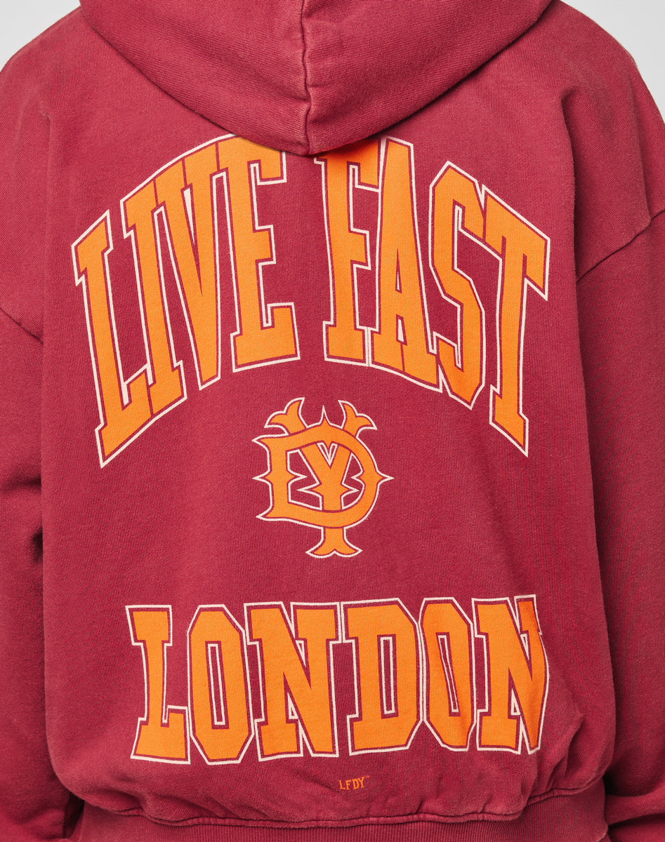 Live Fast London Hooded Zip Red - Buy online now – LIVE FAST DIE YOUNG