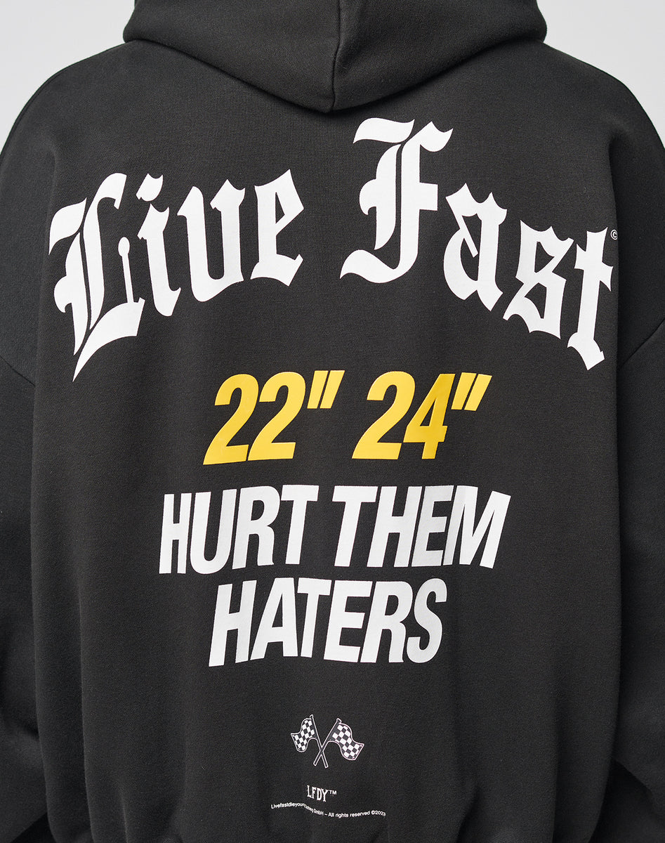 LFDY Haters Hooded Zip Black – Buy online now – LIVE FAST DIE YOUNG