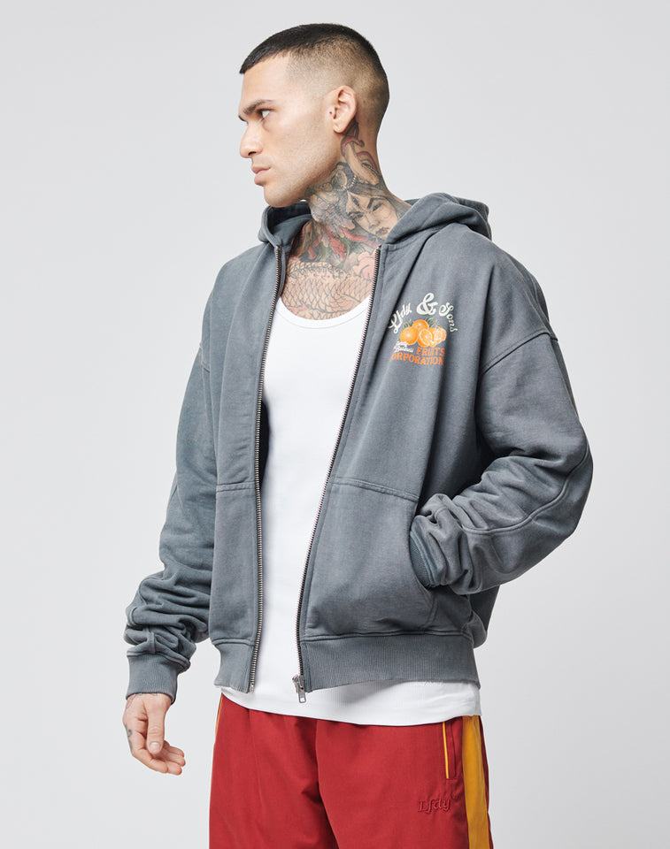 Lfdy & Sons Hooded Zip Washed Grey – Buy online now – LIVE FAST DIE YOUNG
